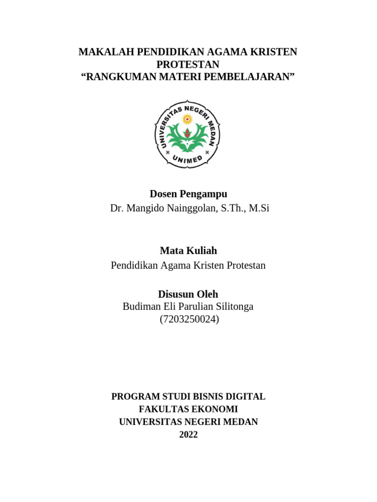 Rangkuman Materi Agama Kristen Kelas 1 | PDF