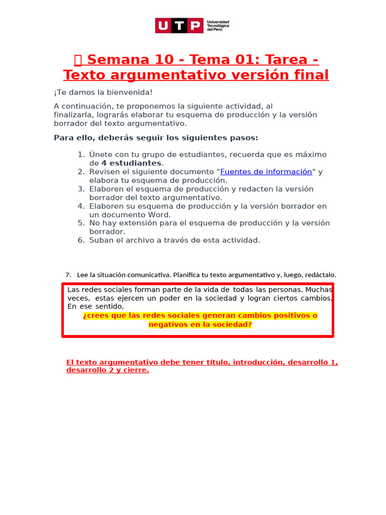 ? Semana 10 - Tema 01 Tarea - Texto Argumentativo Versión Final (REDACCION 2) | PDF | Refresco ...