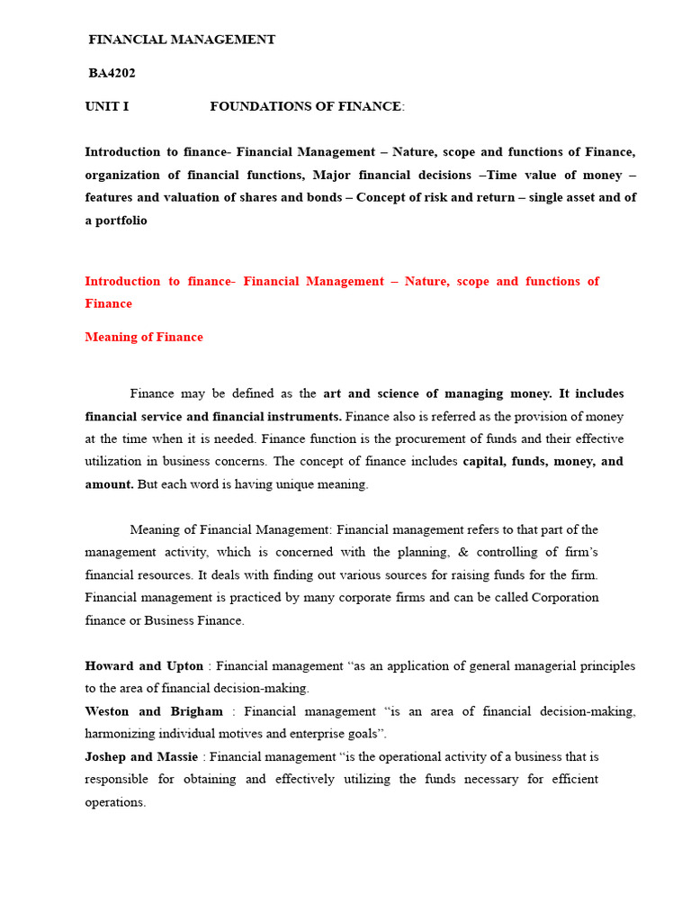 Financial Management Unit 1- 5.docx | PDF | Bonds (Finance) | Present Value