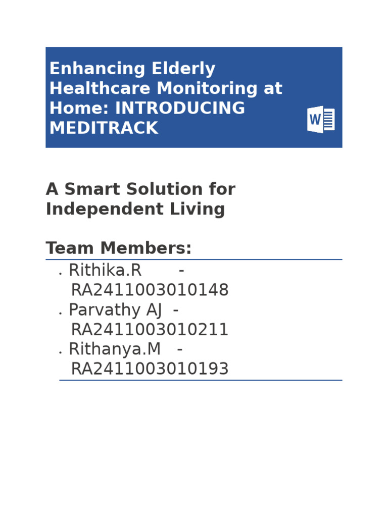 Enhancing Elderly Healthcare Monitoring at Home-REPORT | PDF | Wearable ...