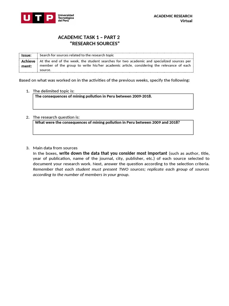 (AC-S05) Week 5 Academic Assignment 1 (Part 2) - Research Sources | PDF | Thesis