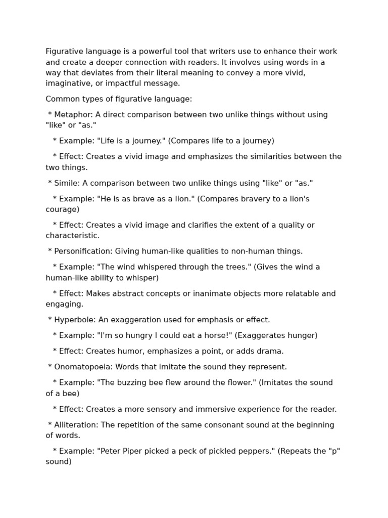 Figurative Language and Effects | PDF | Cognition