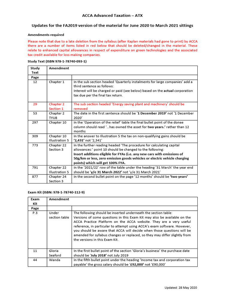 Atx Material Update and Errata | PDF | Taxes | United Kingdom ...