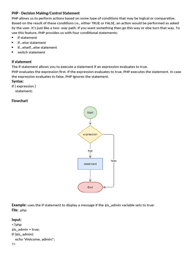 PHP - Decision Making in Control Statement or Control Flow | PDF | Php ... PHP - Decision Making in Control Statement or Control Flow | PDF | Php ...