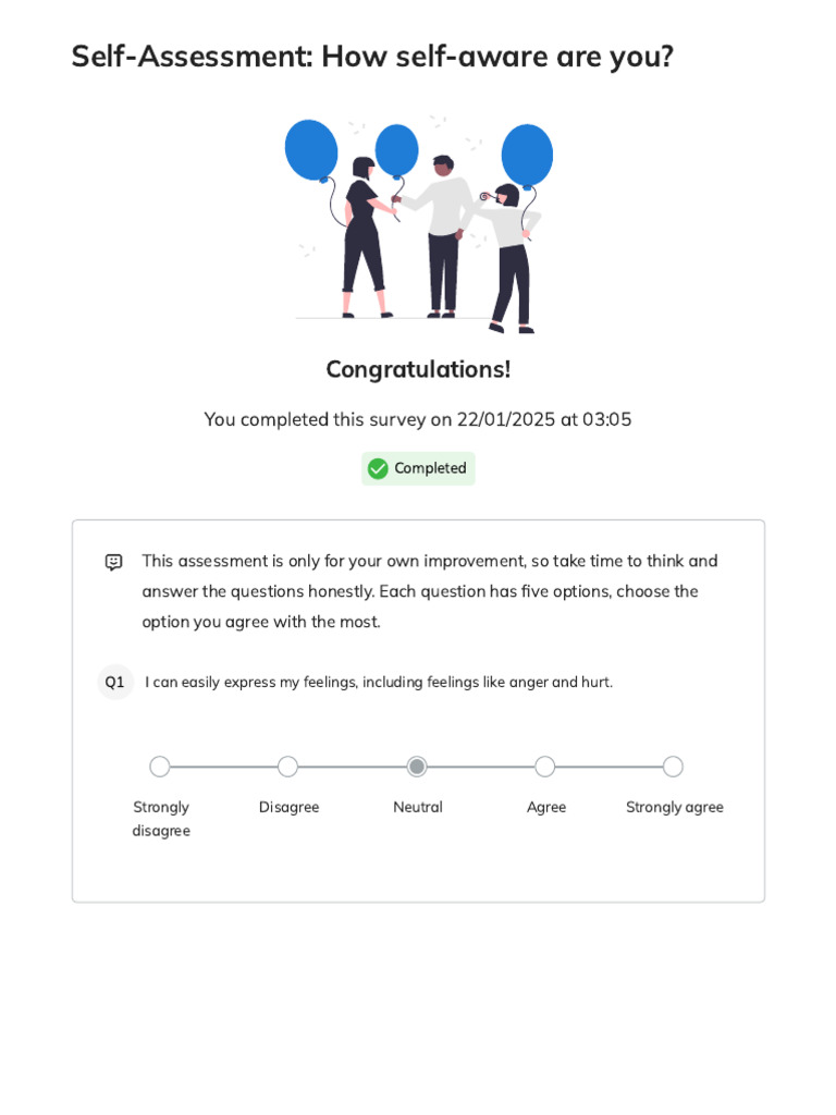 Self-Awareness Assessment Survey | PDF | Social Psychology | Psychology