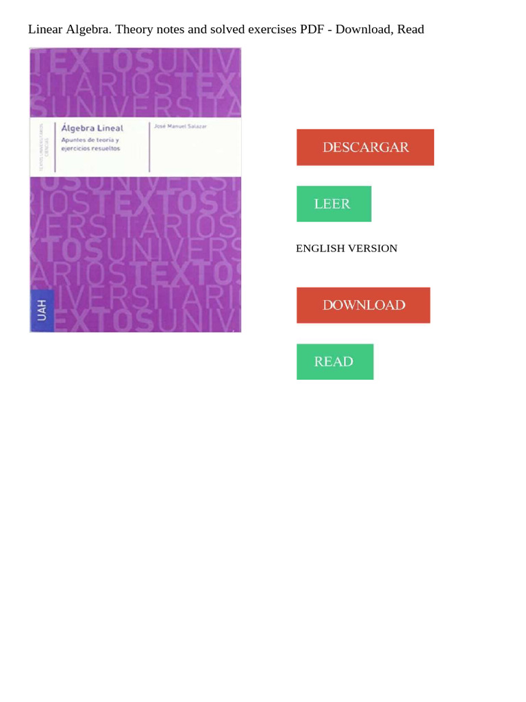 Linear Algebra Guide: Theory & Exercises | PDF | Matrix (Mathematics ...