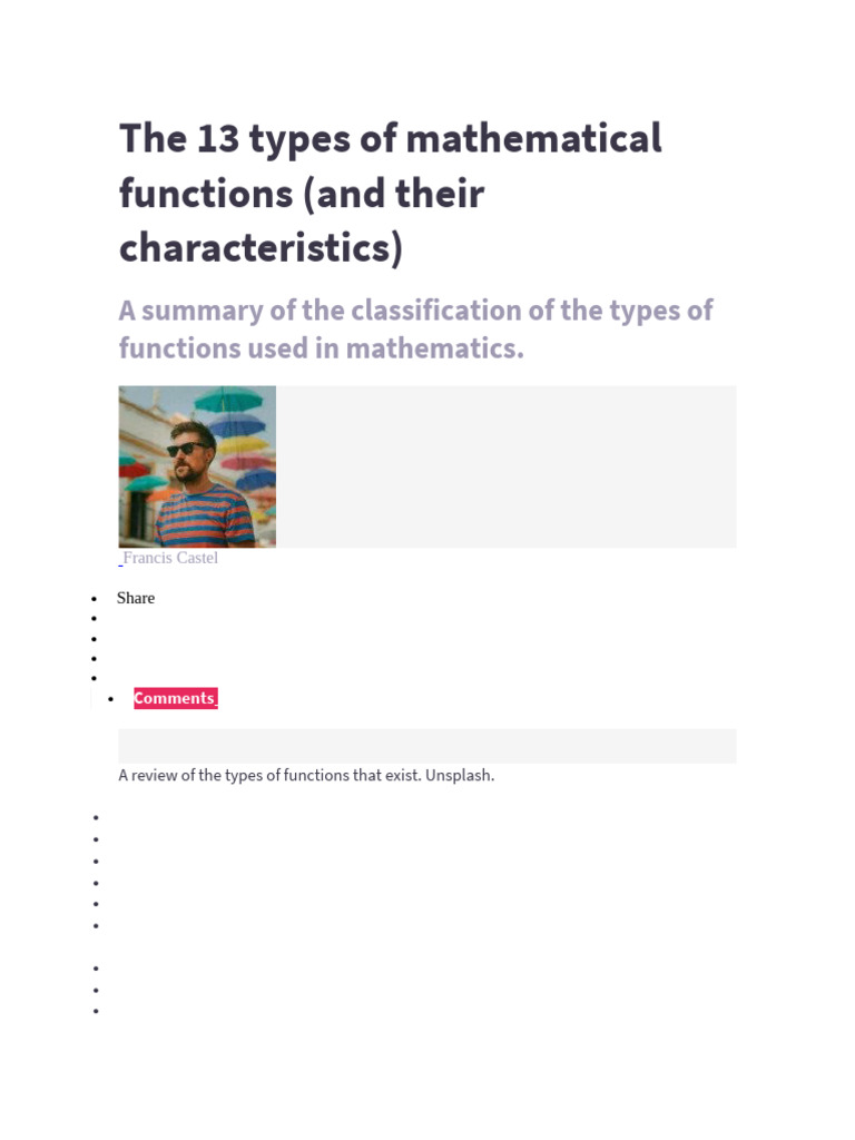 13 Types of Mathematical Functions | PDF | Function (Mathematics ...