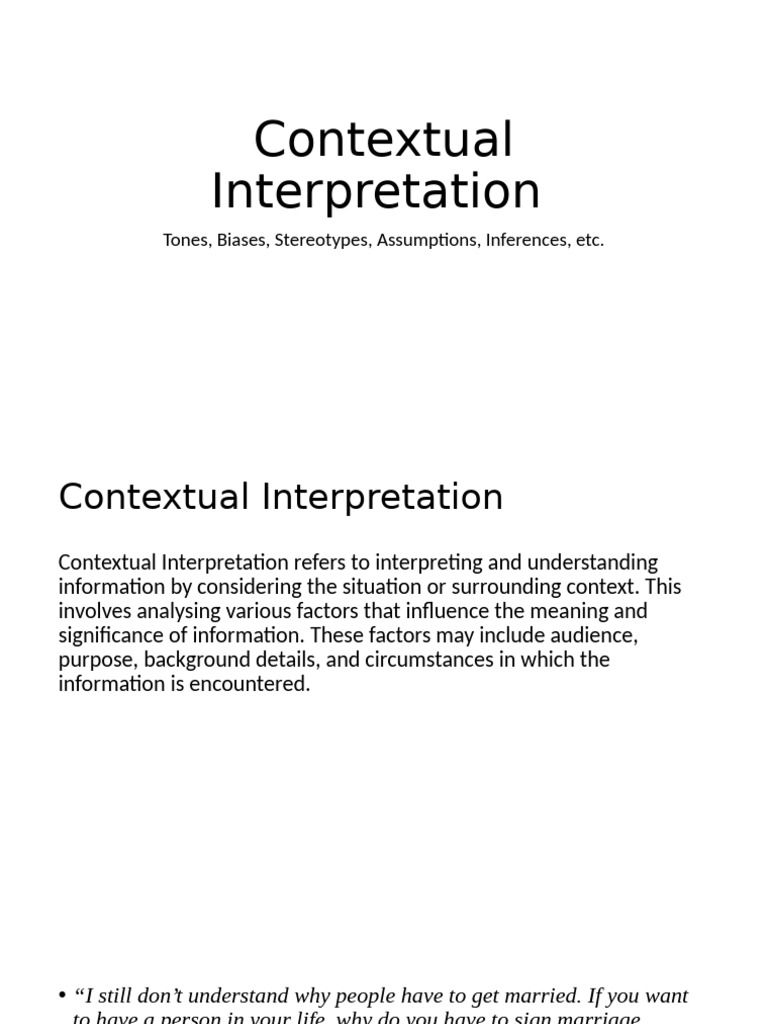 Contextual Interpretation | PDF | Bias | Stereotypes