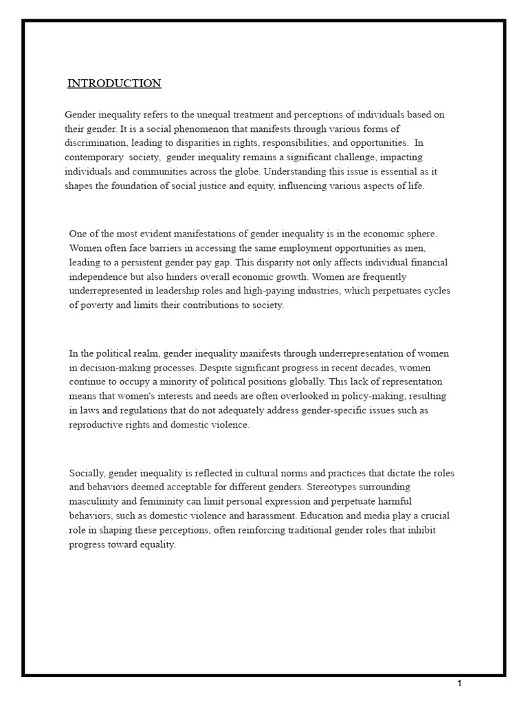 Understanding Gender Inequality Issues | PDF | Gender Studies | Gender ...