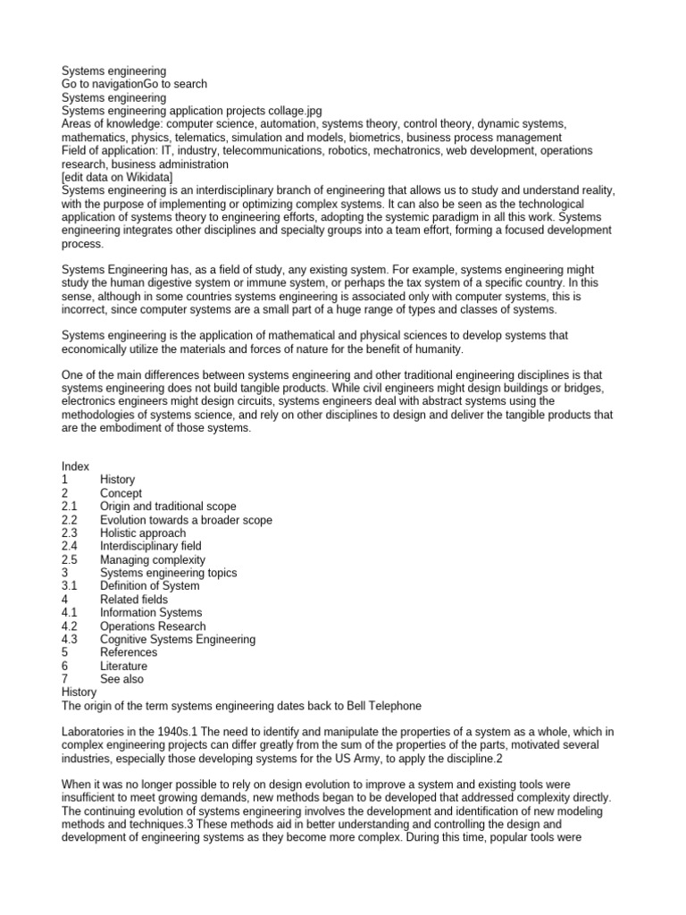 systems engineering | PDF | Systems Engineering | System systems engineering | PDF | Systems Engineering | System