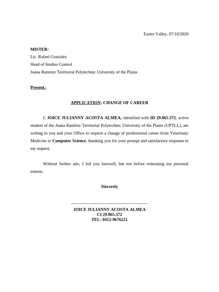 Request For Change of Major | PDF