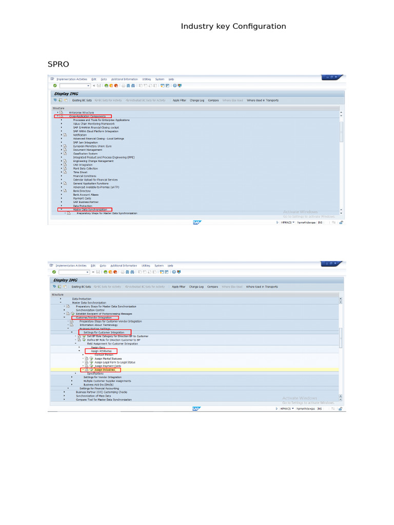 Industry Key Configuration | PDF