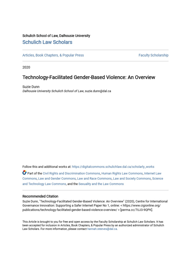 Technology-Facilitated Gender-Based Violence - An Overview | PDF | Violence Against Women | Violence
