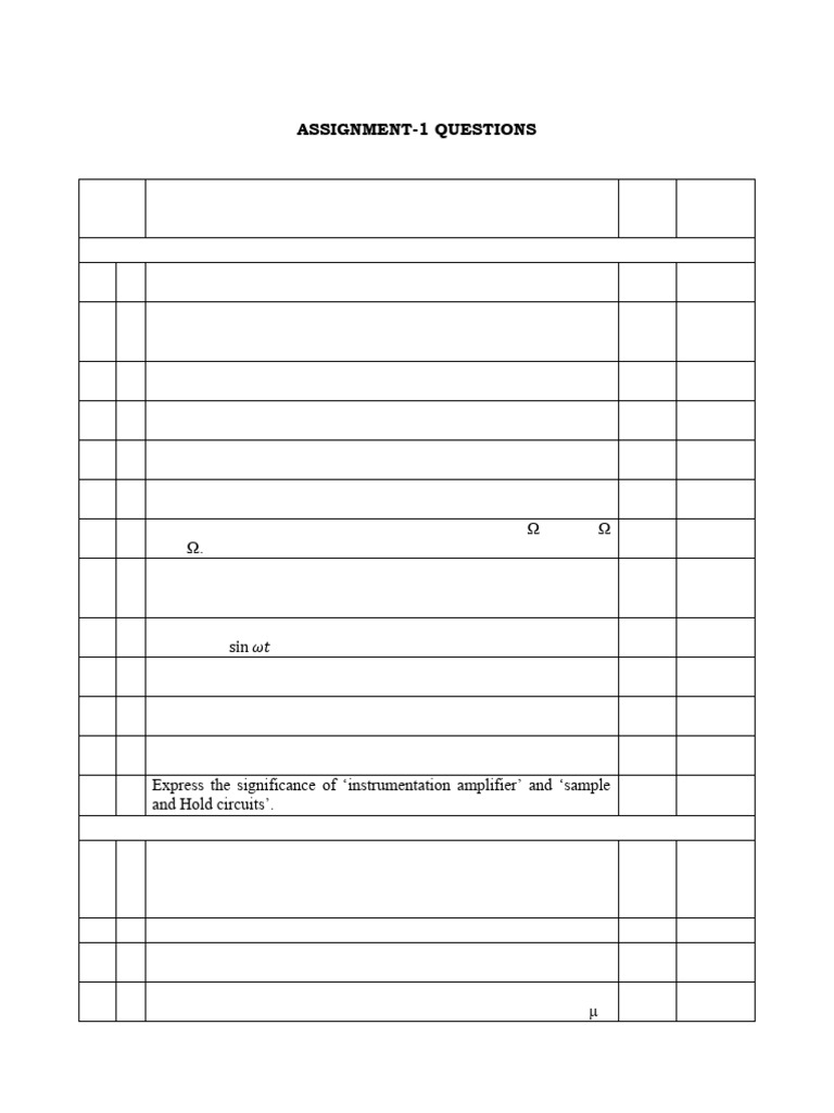 Assignment - 1 | PDF | Operational Amplifier | Electronic Oscillator