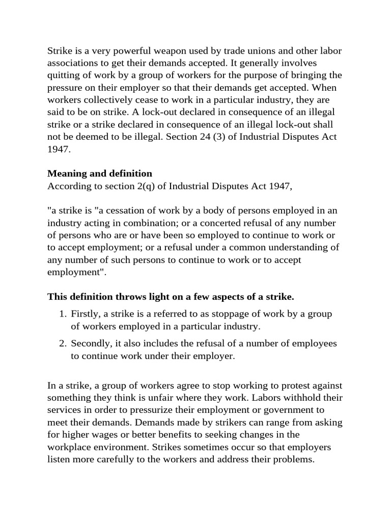 Understanding Strikes and Lockouts in India | PDF | Strike Action ...