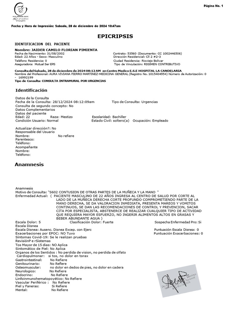 Historia Clinica Mutual Ser | PDF | Especialidades Medicas | Medicina CLINICA