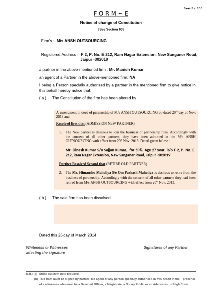 Form E | PDF | Common Law | Civil Law (Common Law)