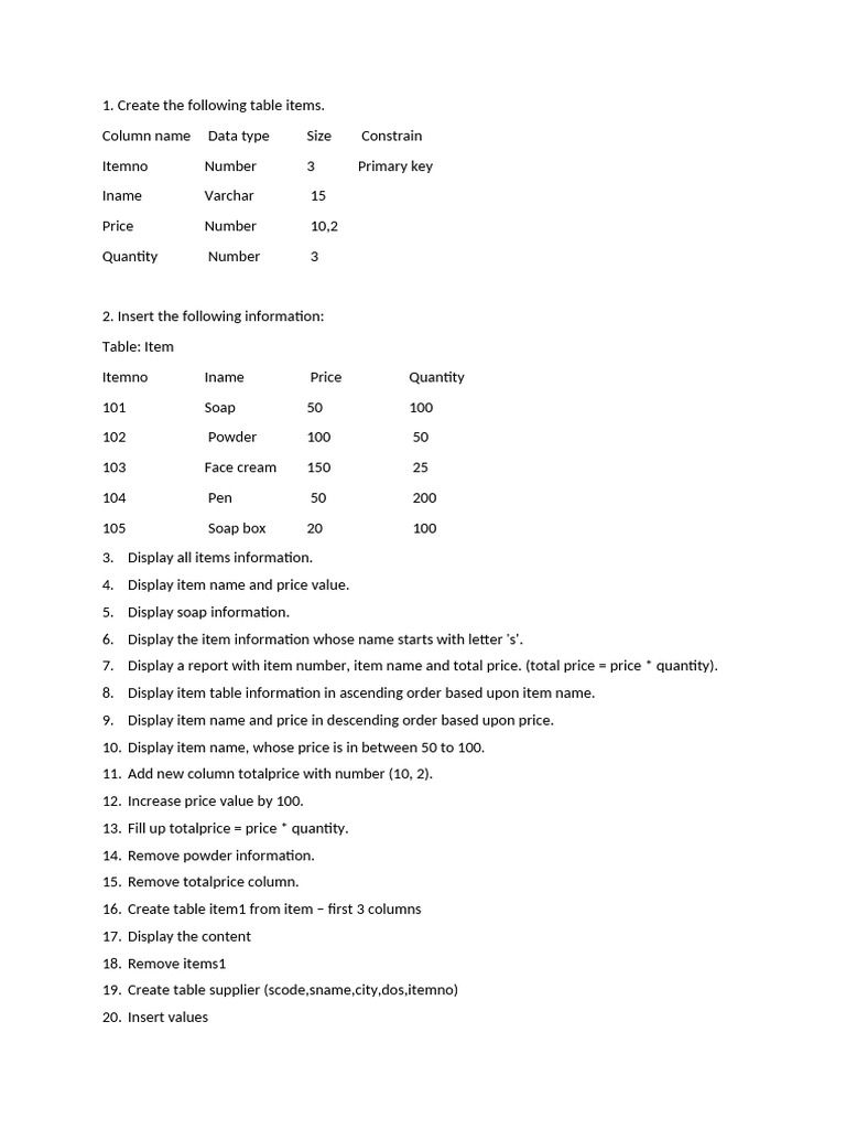 SQL Practicals | PDF