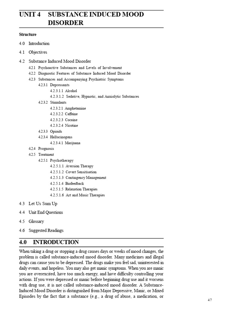 Substance Induced Mood Disorder | PDF | Mood Disorders | Psychoactive Drugs