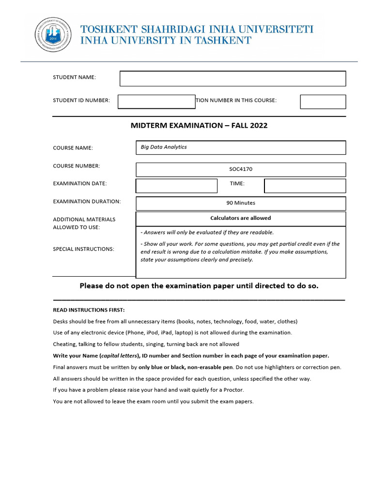 bigDataAnalytics hw1 2022 Sol | PDF