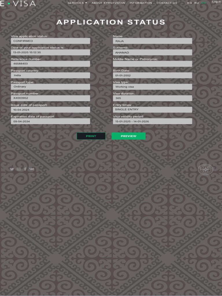 Raja Ahmad E-Visa | PDF