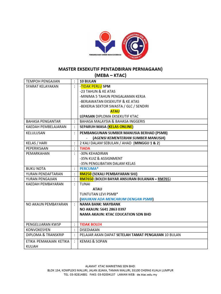 Yuran MASTER 2024 | PDF