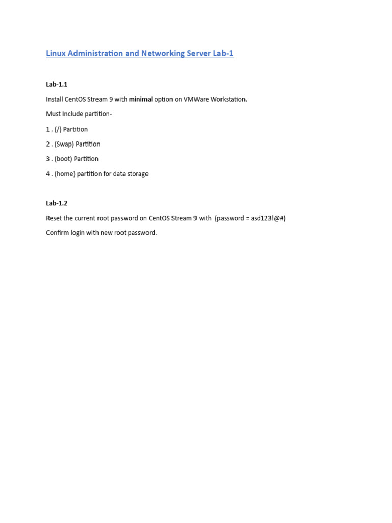 CentOS Stream 9 Install & Root Reset Guide | PDF