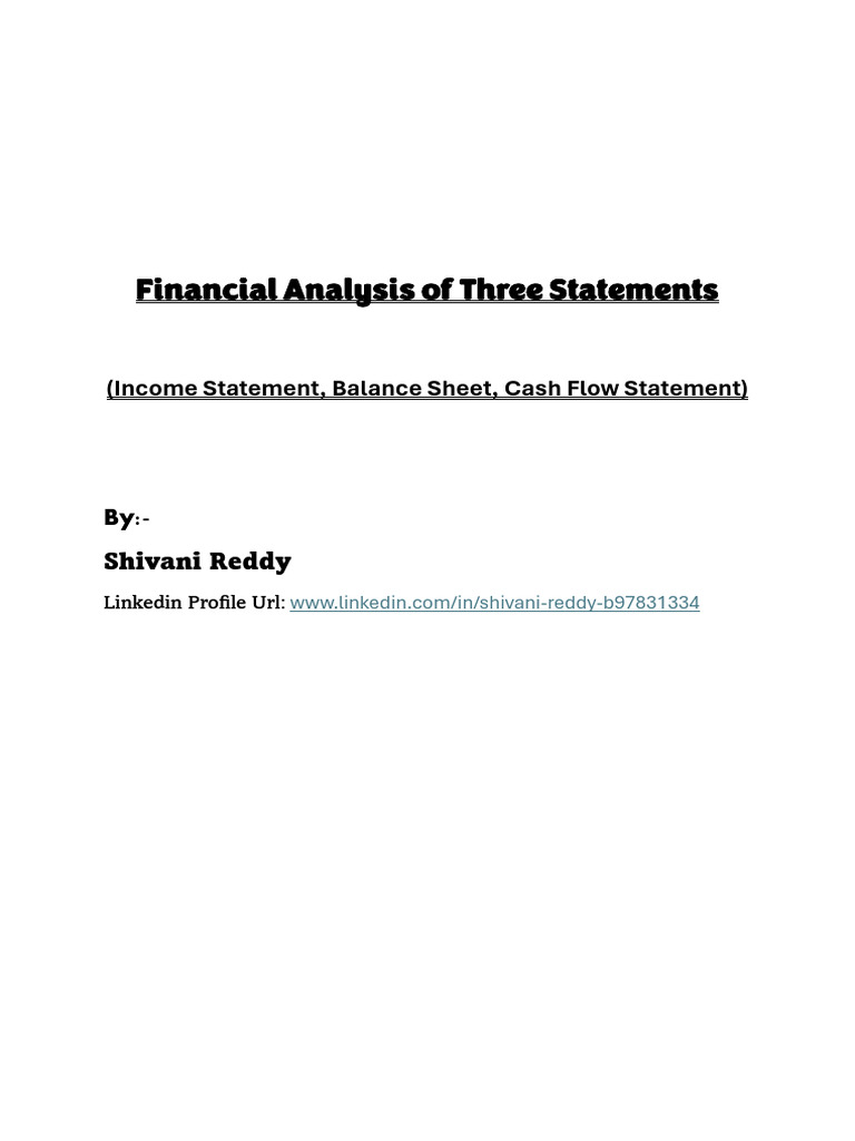 How To Do Financial Analysis of Three Statements 1738389769 | PDF ...