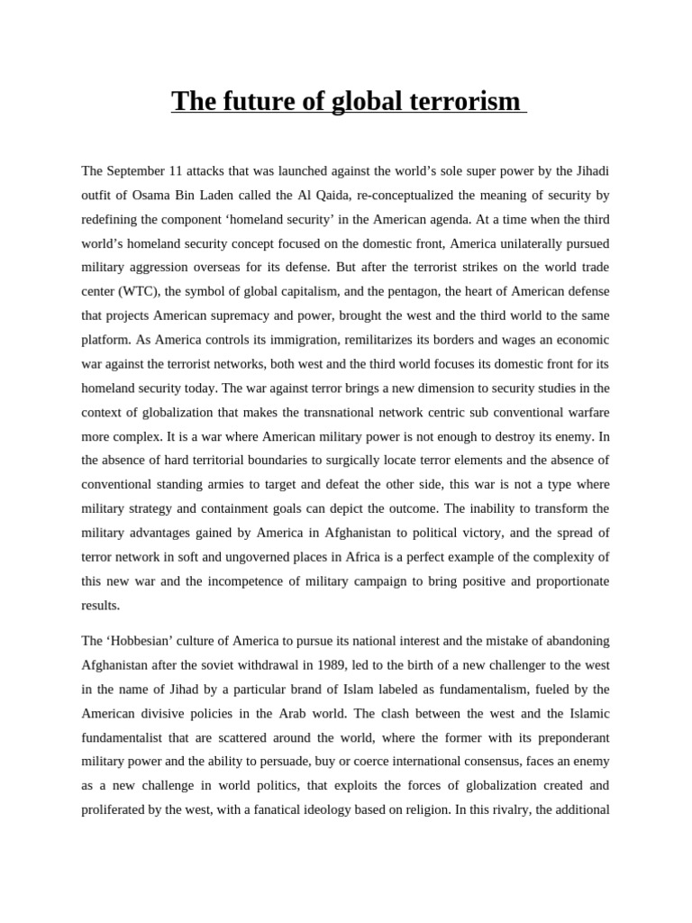 Future Trends in Global Terrorism | PDF | Jihadism | War On Terror