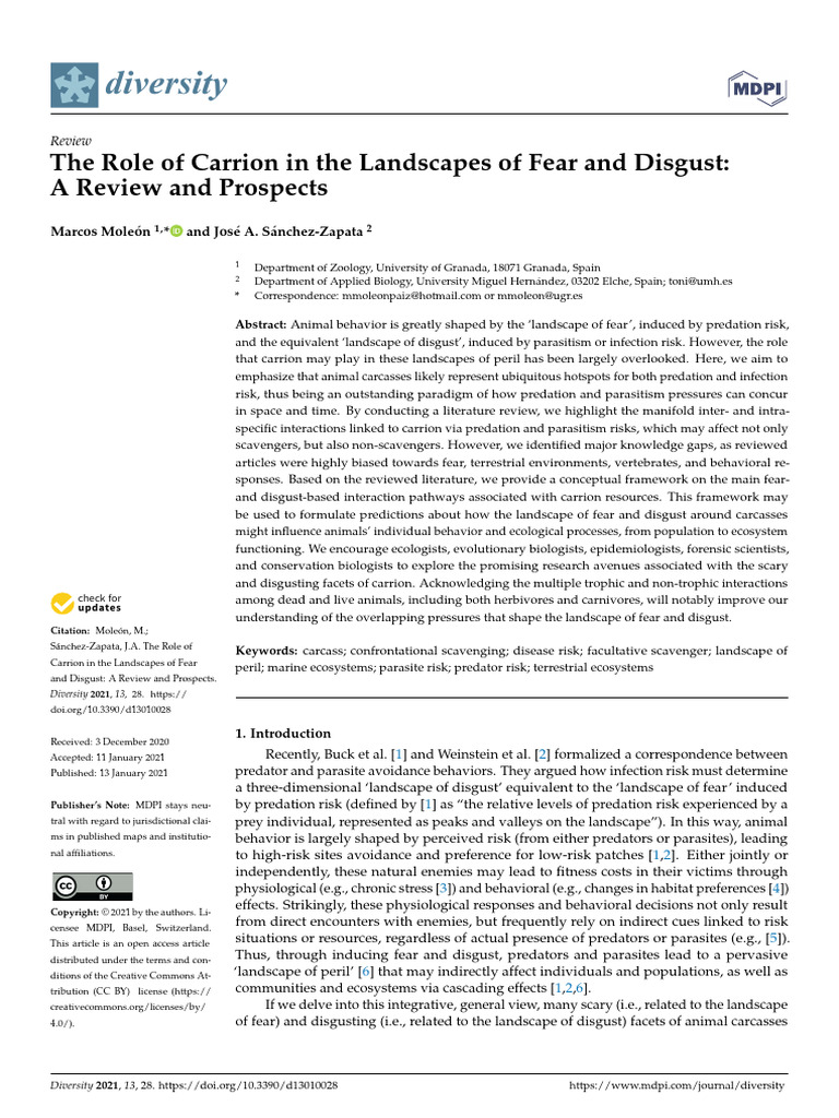 Role of Carrion | PDF | Predation | Parasitism