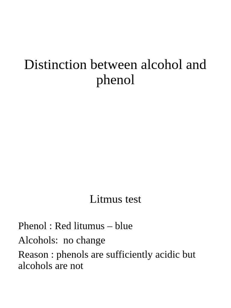 Alcohol vs. Phenol: Key Differences Explained | PDF | Chemical ...