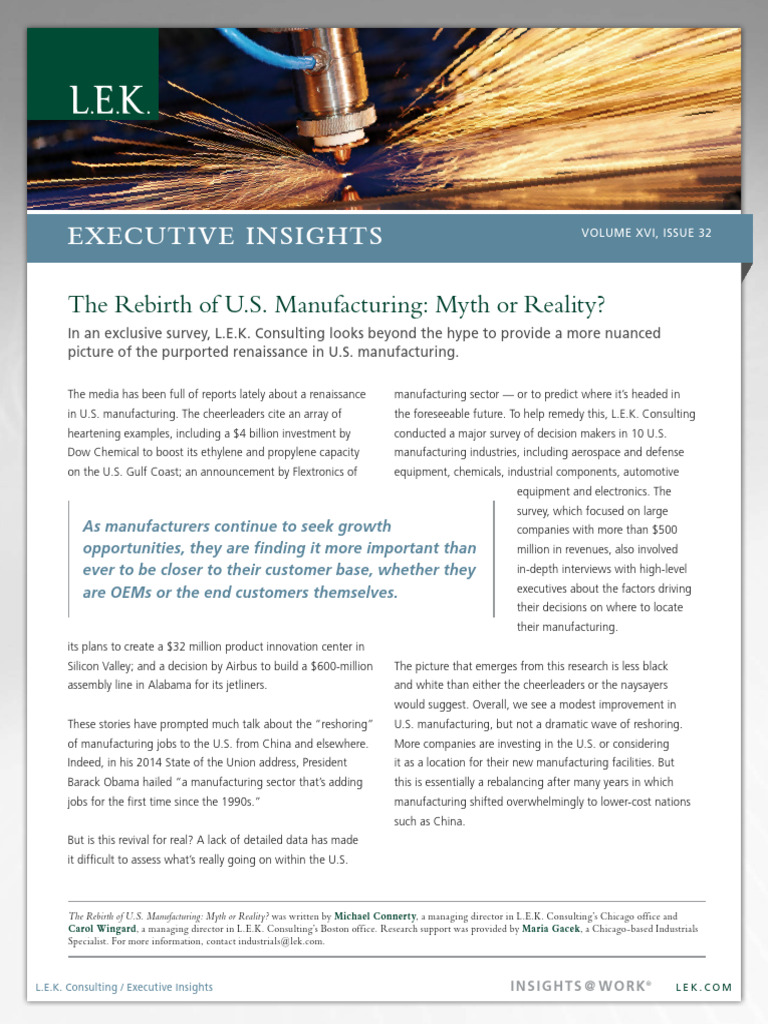 LEK 1632 RebirthOfUSManufacturing | PDF | 3 D Printing | Supply Chain
