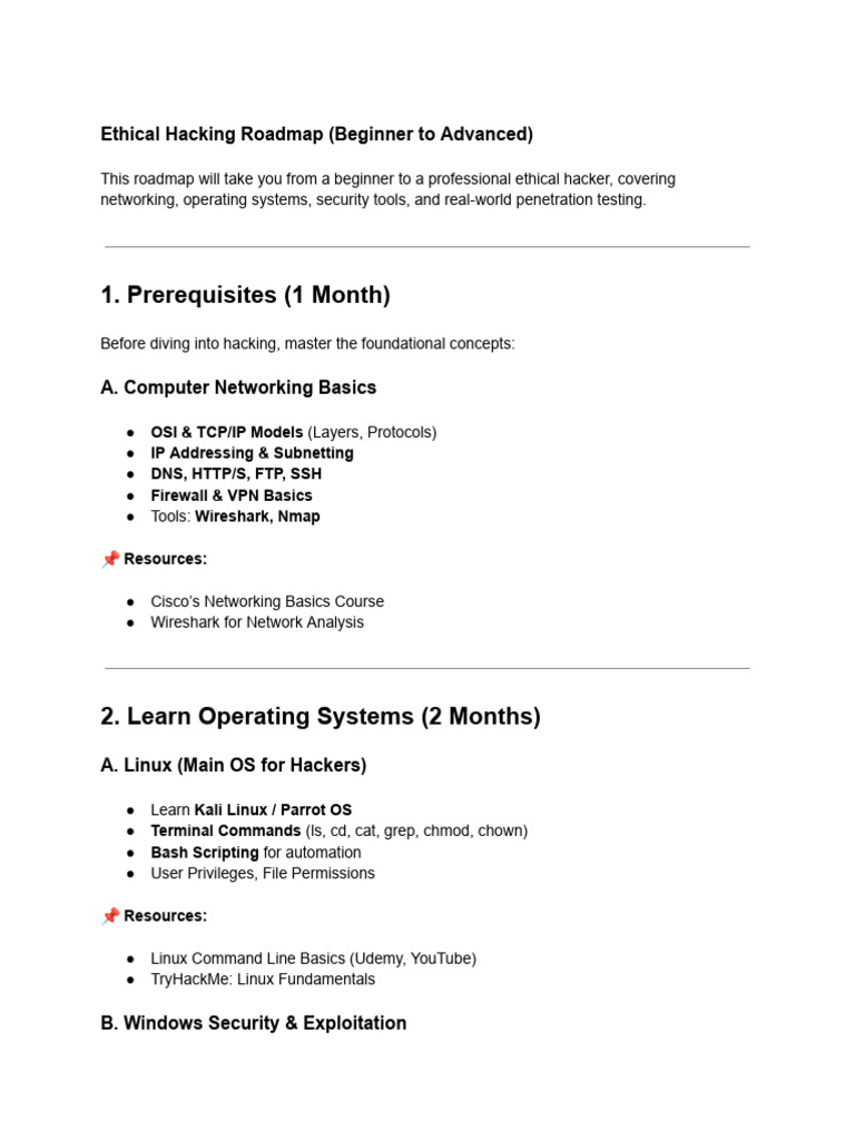 Ethical Hacker Roadmap by ChatGPT | PDF | Security Hacker | Internet ...