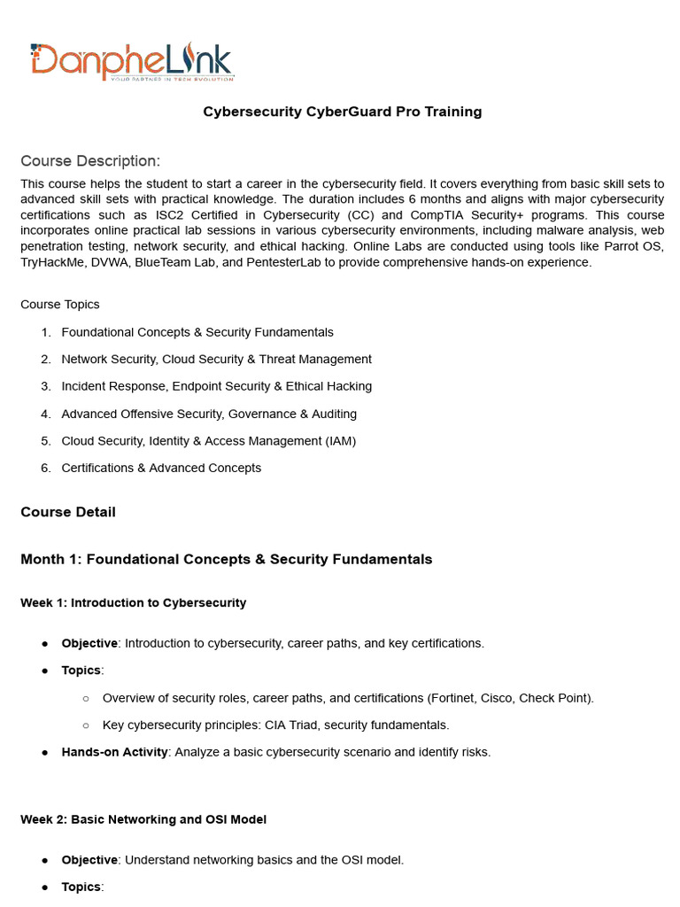 Cybersecurity CyberGuard Pro Training.docx (1) | PDF | Security ...