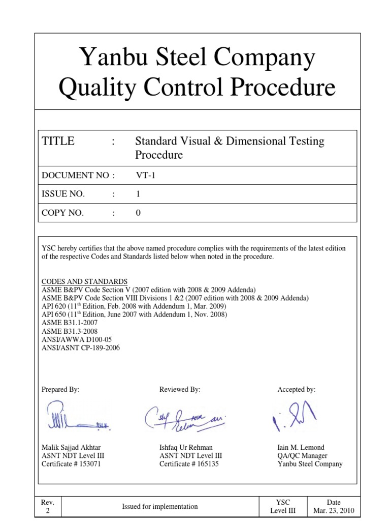 Visual Inspection of Tanks & Pressure Vessels | PDF | Welding ...