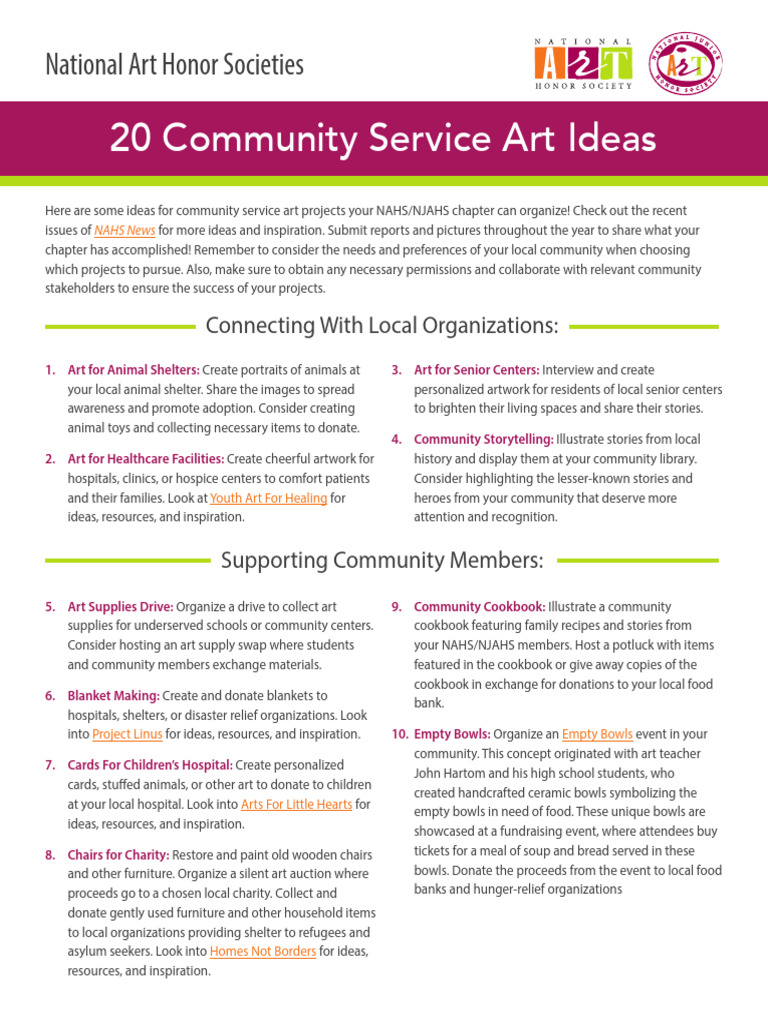 National Art Honor Societies - Community Service Art Ideas | PDF | Mural