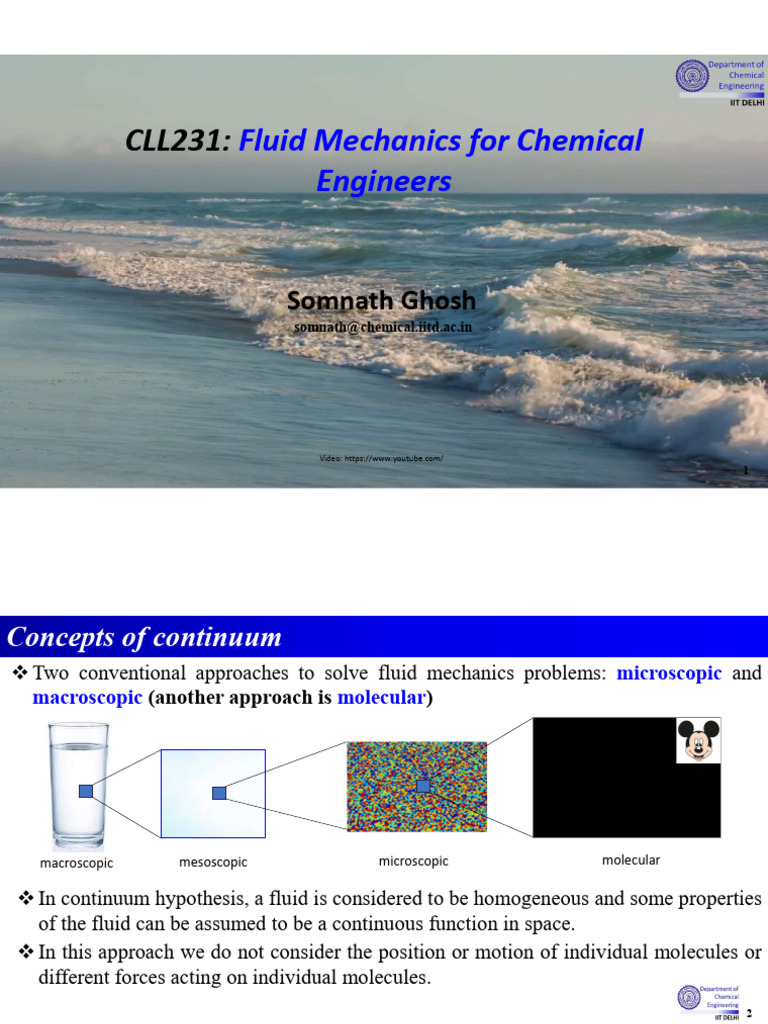Lecture 3 - Continuum Hypothesis and Forces On Fluids | PDF | Fluid Mechanics | Gases