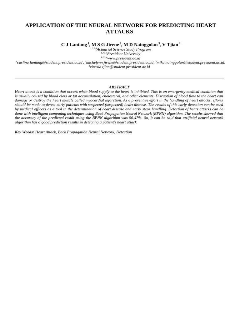 C06 - Application of The Neural Network For Predicting Heart Attack | PDF | Myocardial ...