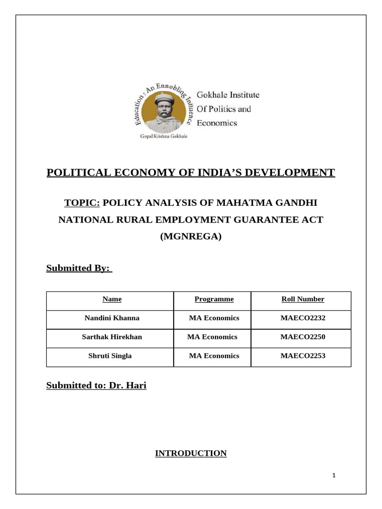 MGNREGA Policy Analysis Report | PDF | Employment | Social Exclusion