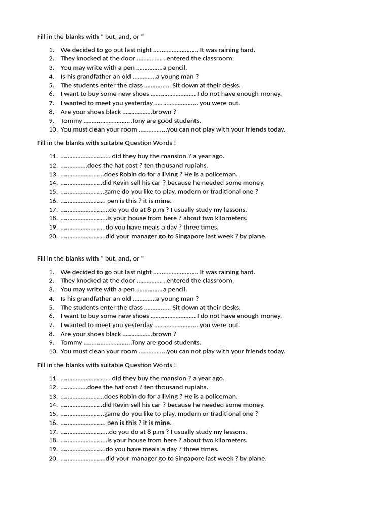 Conjunction and WH Question | PDF