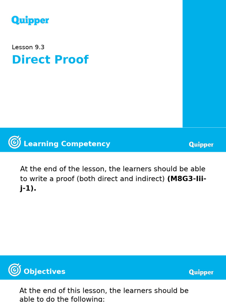 Lesson 3 Direct Proof | PDF | Mathematical Proof | Mathematics