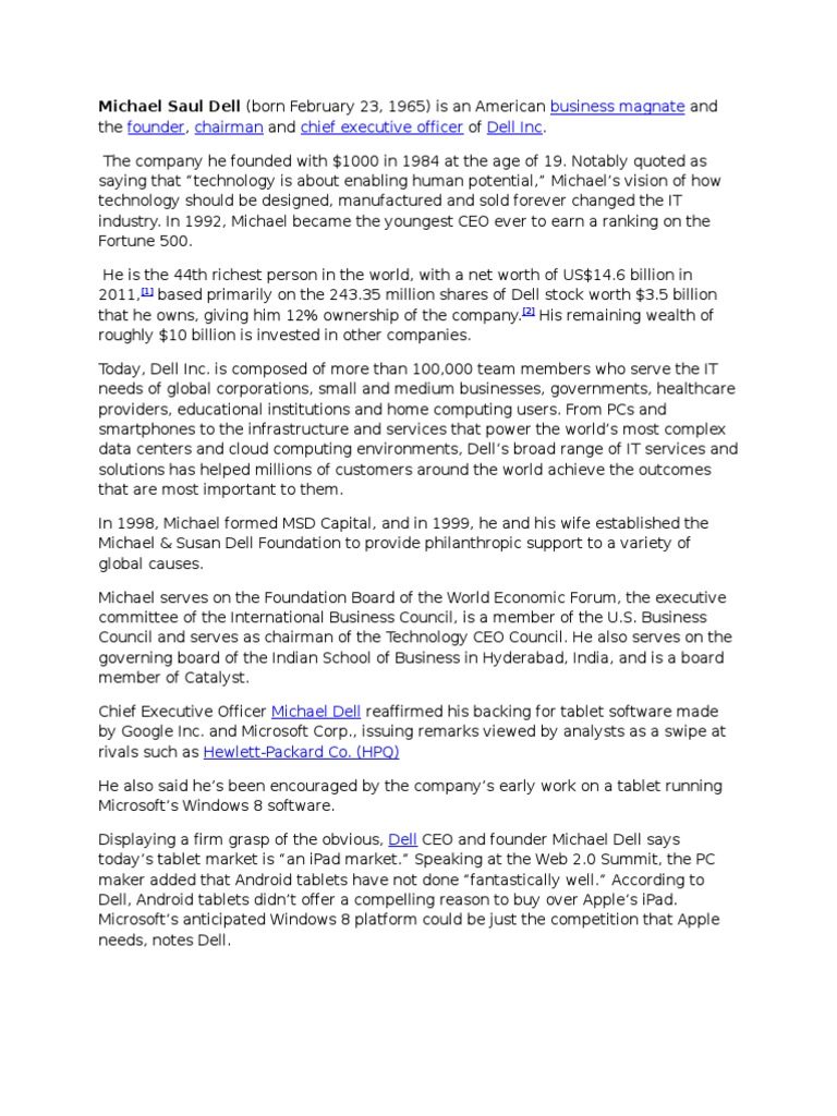 About Michael Dell | PDF