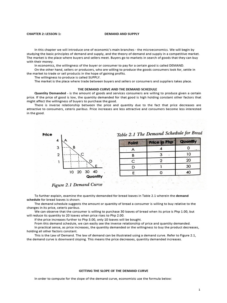 Chapter 2_lesson 1 | PDF | Demand | Supply (Economics)