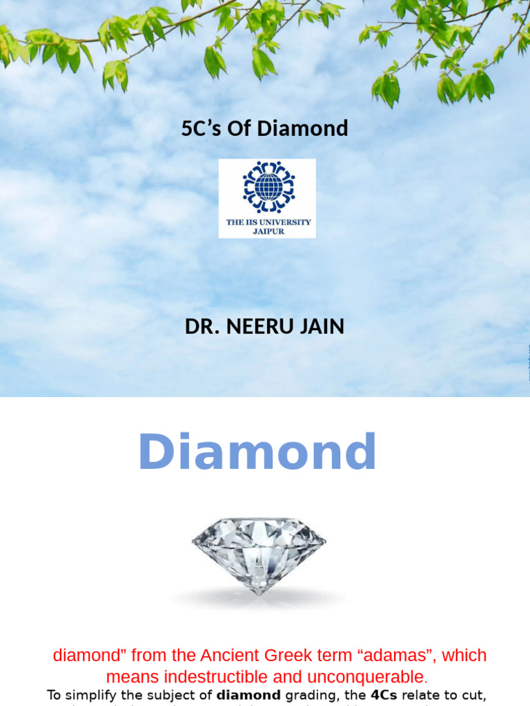 Neeru Jain The 5c's of A Diamond | PDF | Diamond | Gemstone
