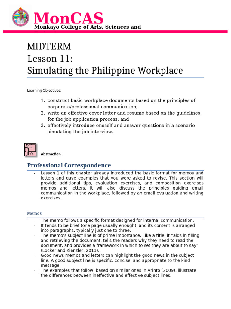Lesson 11 Assessment Task | PDF | Memorandum | Communication
