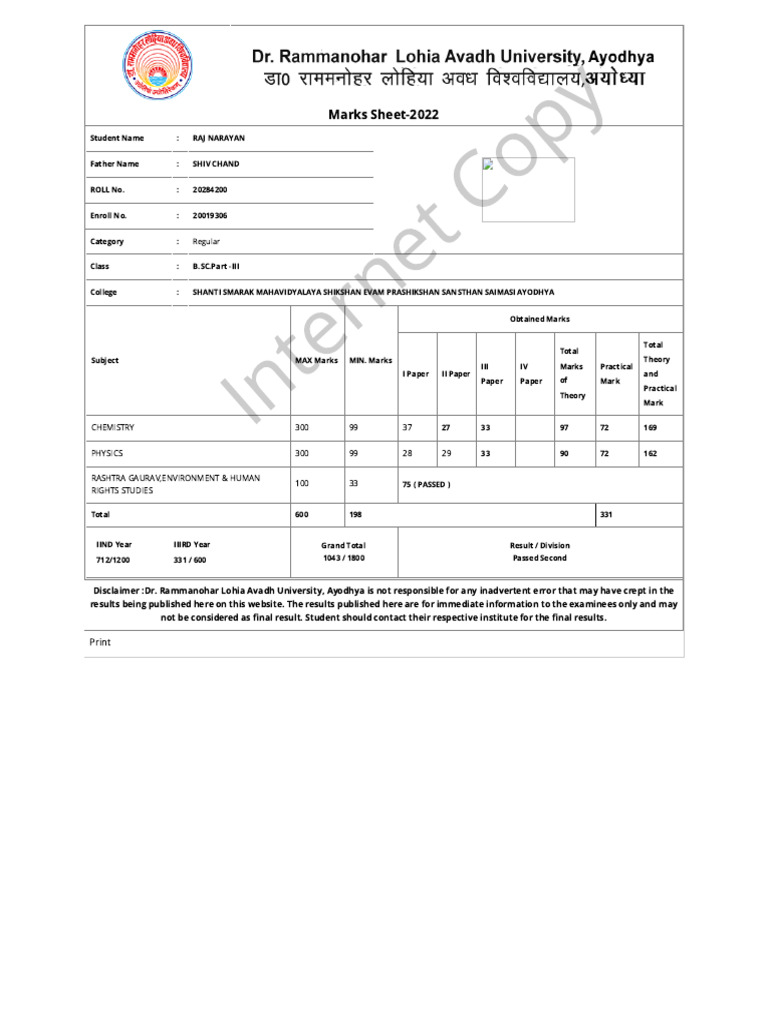 Dr. Rammanohar Lohia Avadh University, Ayodhya. | PDF