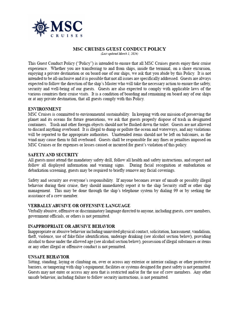 Guest Conduct Policy | PDF | Alcoholic Beverages | Drink