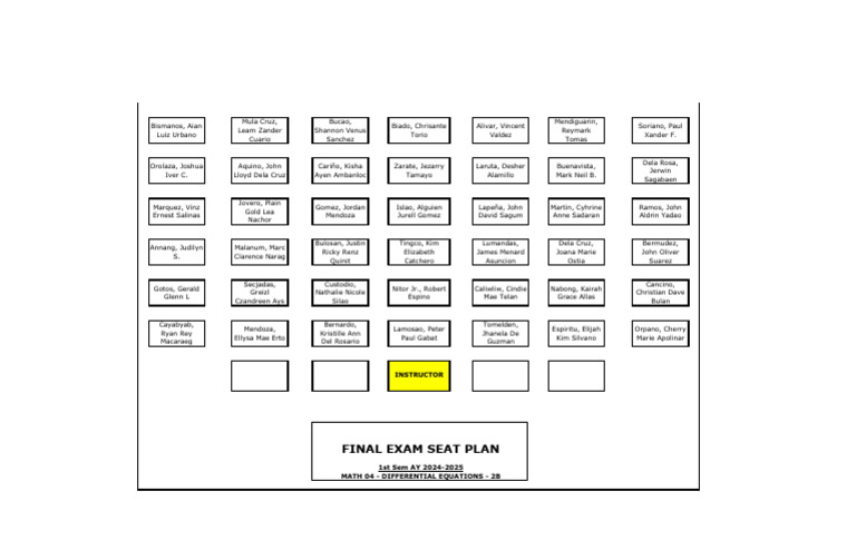 ME - 2B - Seat Plan 2nd 24 25 | PDF