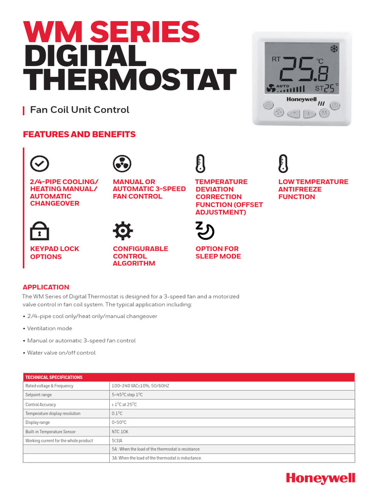 Honeywell Fcu Thermostat WM Series New | PDF | Thermostat | Electrical ...