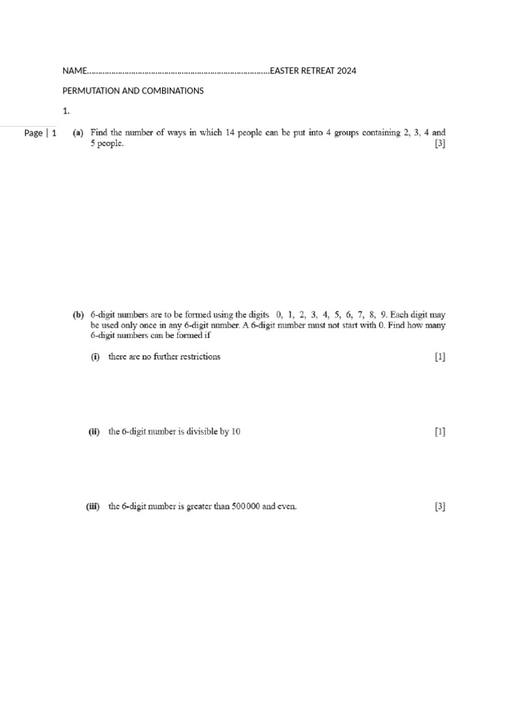 Igcse Add Maths -Permutation and Combinations | PDF